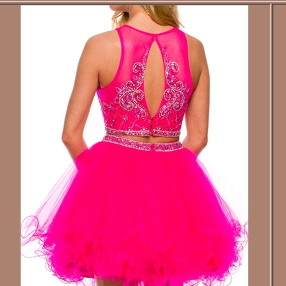 Juliet | Dresses | Juliet Pink Gem Homecoming Dress 2 Piece Short Prom ...